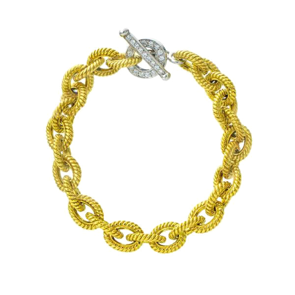 Solid 18K Gold Bracelet with Diamond Toggle Clasp – Susan Kottemann ...